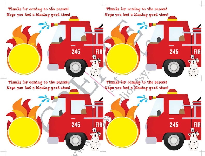 Firefighter Play Doh Birthday Party Favor Card Printable, Birthday ...