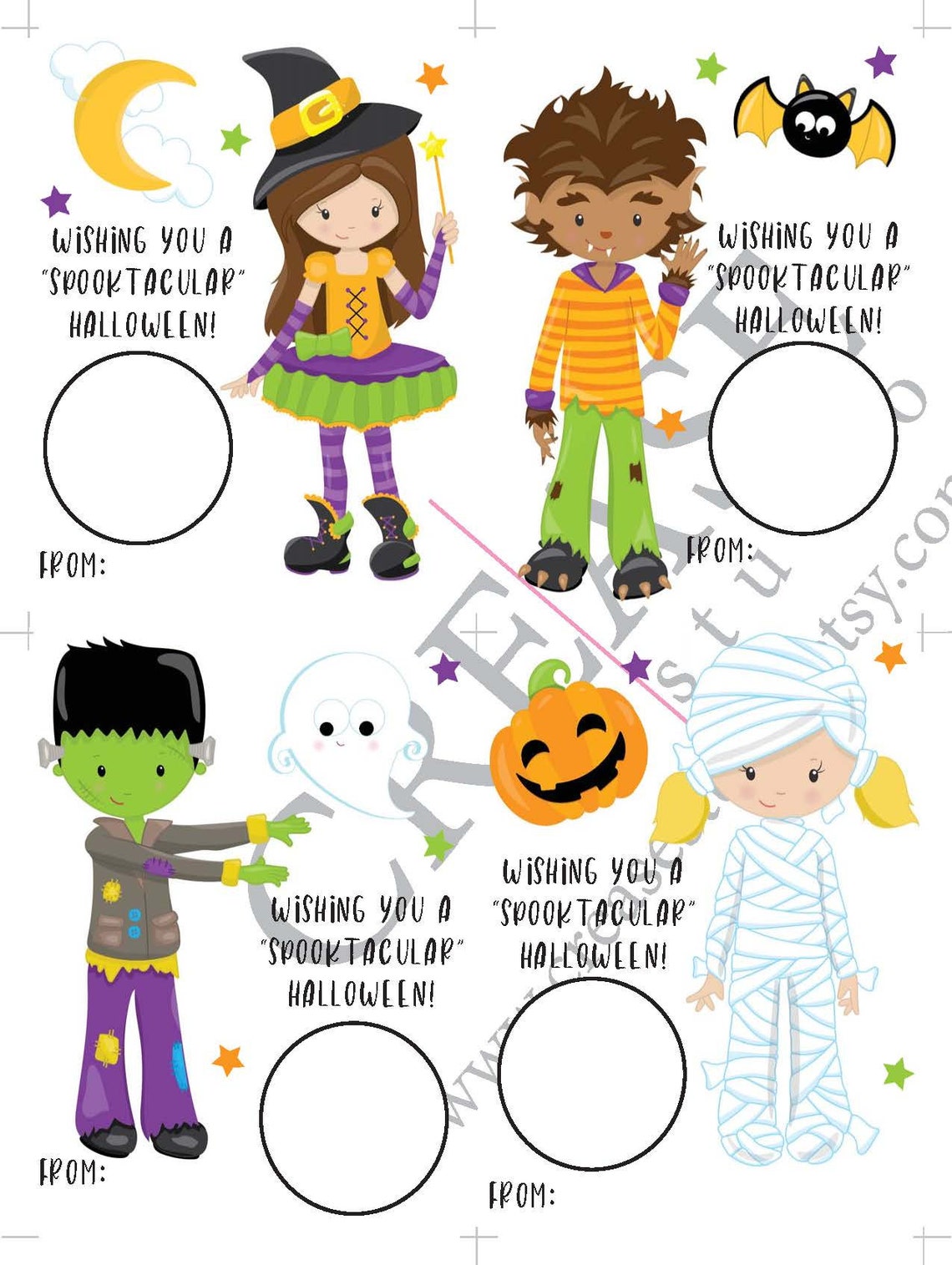 Halloween Play Doh Gift Card Printable, Mummy, Frankenstein, Werewolf ...