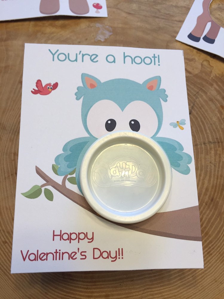 Valentine's Woodland Animals Play Doh Gift Card Printable | Etsy