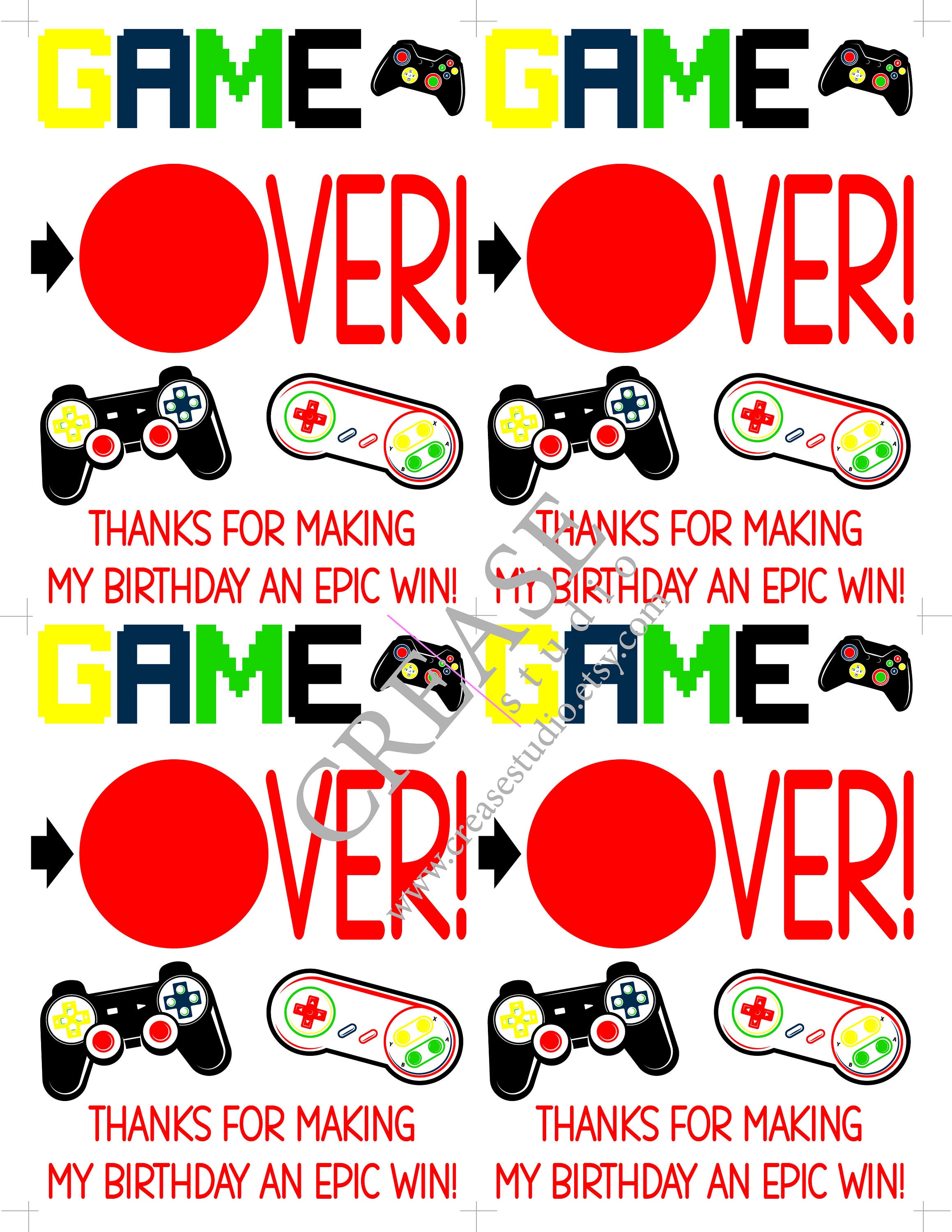 Game Over, Thanks for Making My Birthday an Epic Win! Video Gaming ...