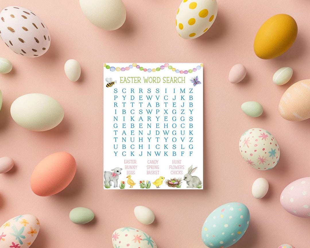 Easter Themed Word Search Printable Game, Kids, Instant Download, Party ...