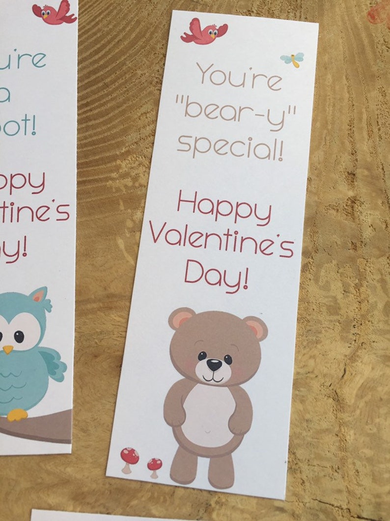 Cute Animals Valentine's Day Bookmarks Printable Digital | Etsy