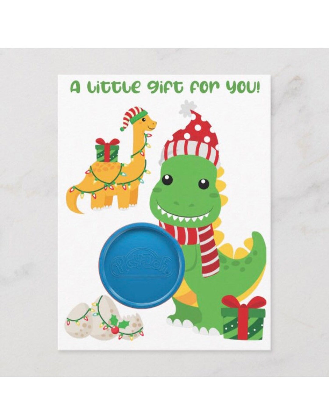 Christmas Dinosaurs Play Doh Gift Card Printable, a Little Gift for You ...