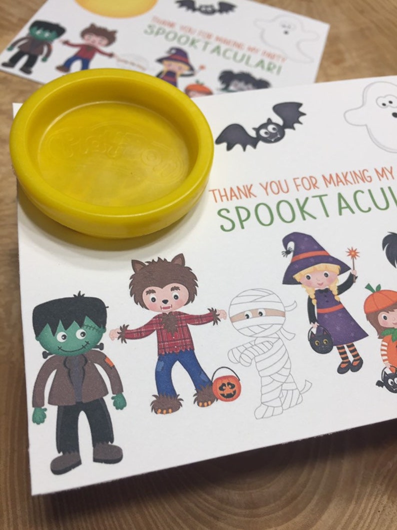 Halloween play doh gift card printable mummy Frankenstein | Etsy