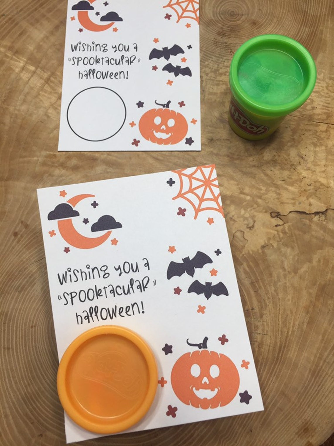 Halloween Play Doh Gift Card Printable Pumpkin Bats Spider - Etsy