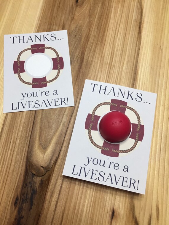 Thanks...you're a Lifesaver Printable Cards for EOS Lip - Etsy Hong Kong