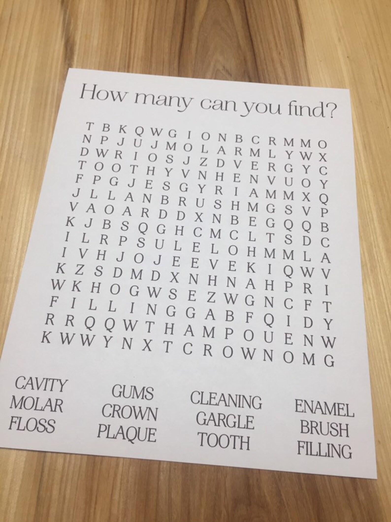 Dental Word Search 18x24 Printable Dentist's - Etsy