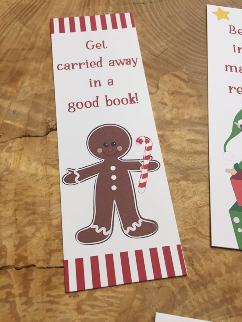 Christmas Bookmarks Elf Santa Reindeer Gingerbread Man - Etsy