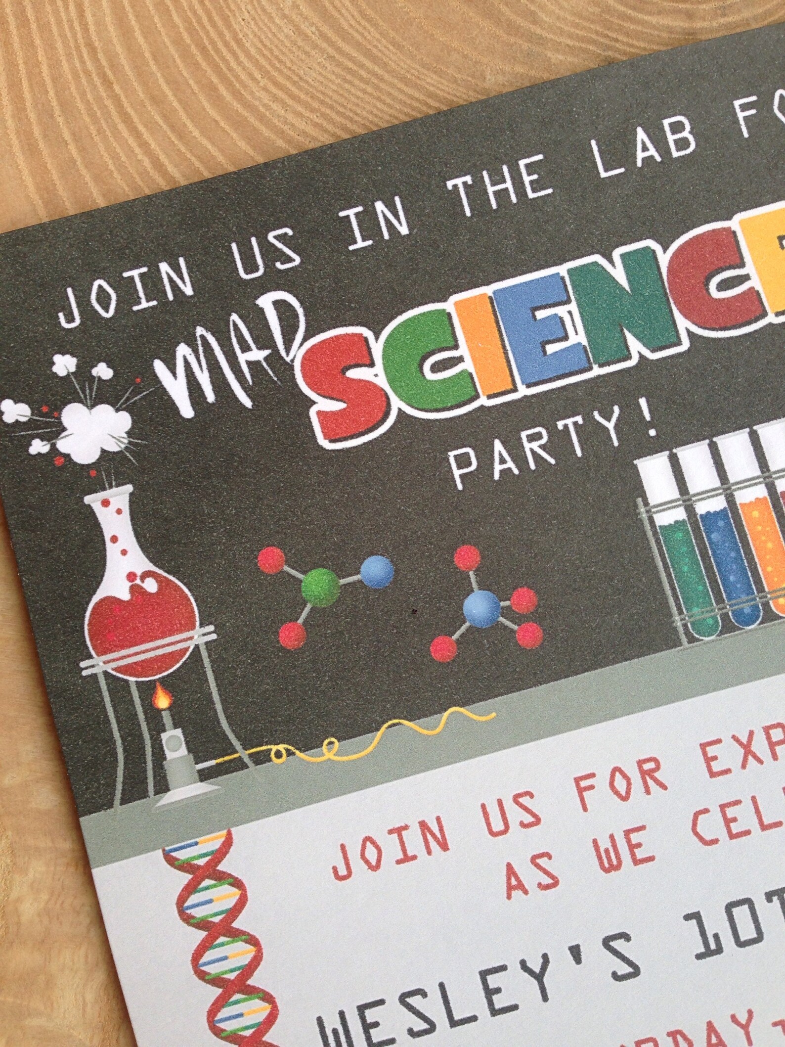 Mad Science Birthday Party Invitation and Thank You Card Favor | Etsy