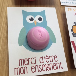 French Teacher Appreciation, Thank You Cards for EOS Lip Balm ...