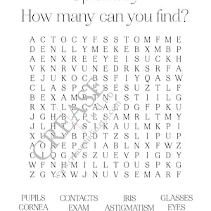 At the Optometrist's Office Word Search 8"x10" Printable, Waiting Room ...