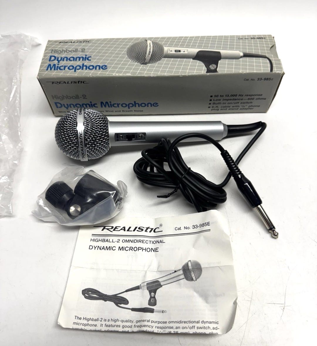 Vintage NOS Realistic Omnidirectional Microphone HIGHBALL-2 600 OHMS 33 ...