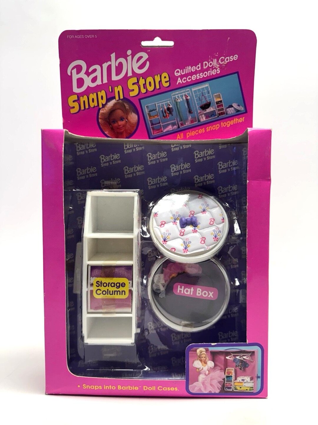 VINTAGE SEALED 1992 Barbie Snap 'N Store Quilted Doll Case Hat Box ...