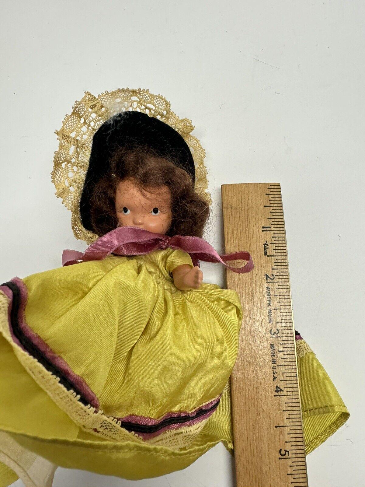 Vintage Nancy Ann Storybook Doll Yellow Dress W/black Hat 5" - Etsy