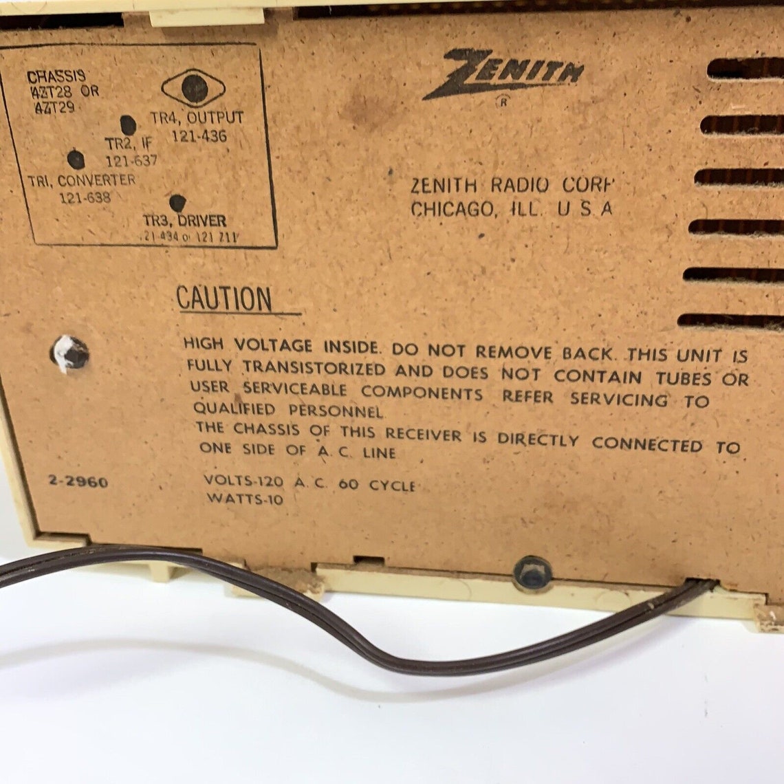 Rare Vintage Zenith Solid State AM AM Only Radio Model Z212W Made in ...