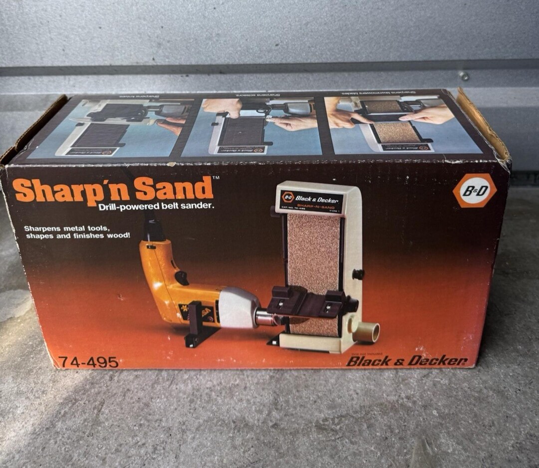 Vintage SEALED Black & Decker Sharp N Sand Drill Powered Belt Sander ...