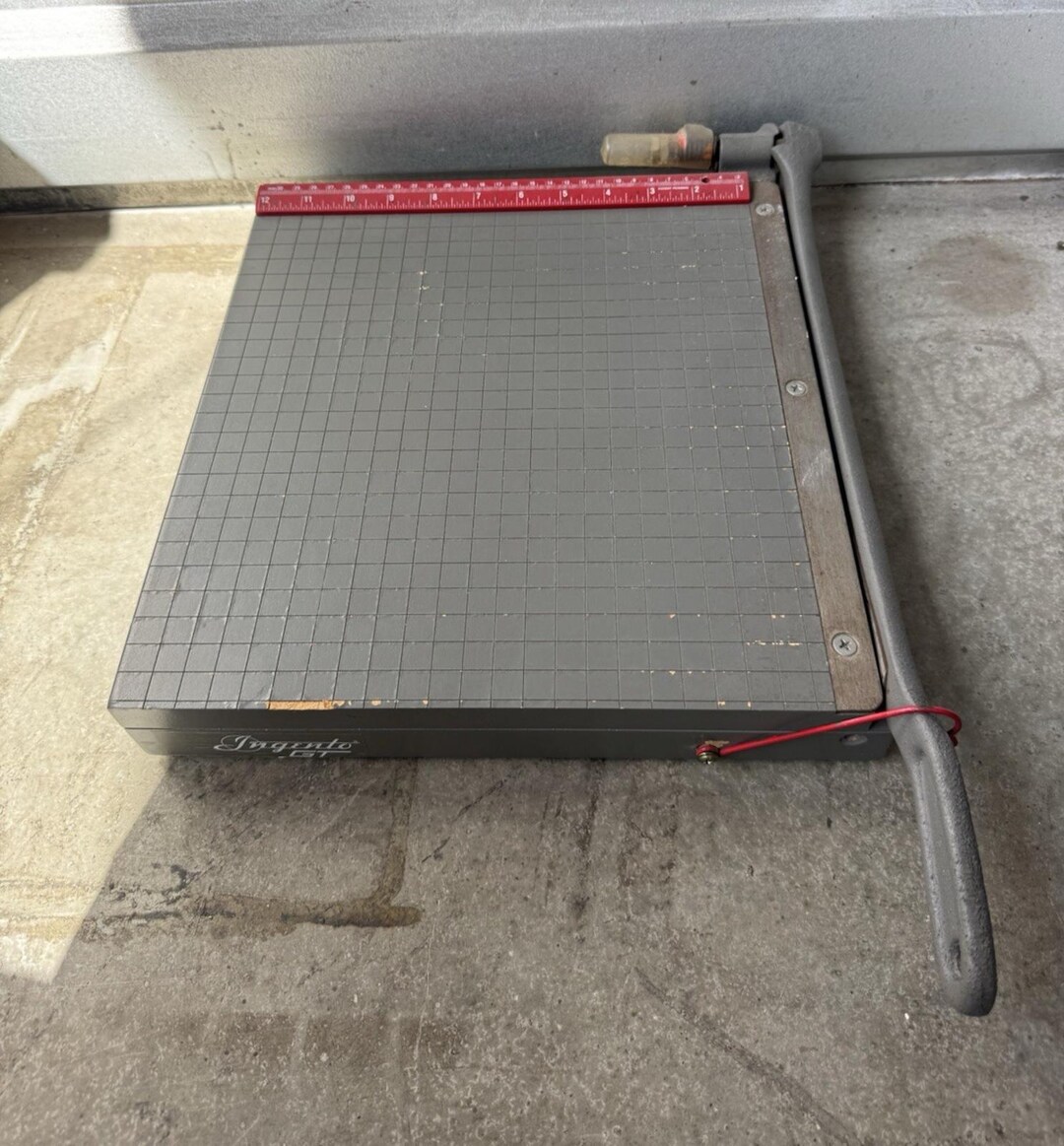 VINTAGE Ingento GT #1102 12" Cast Iron Wood Guillotine Paper Cutter ...
