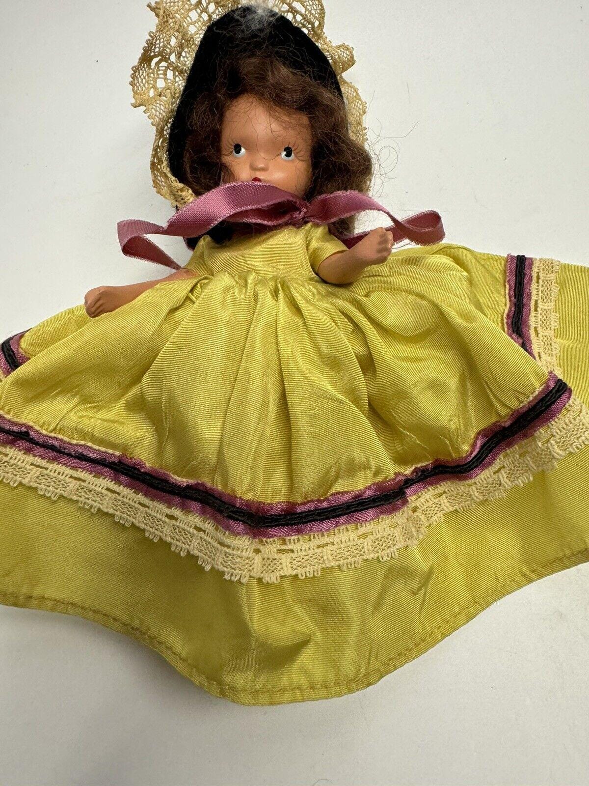 Vintage Nancy Ann Storybook Doll Yellow Dress W/black Hat 5" - Etsy