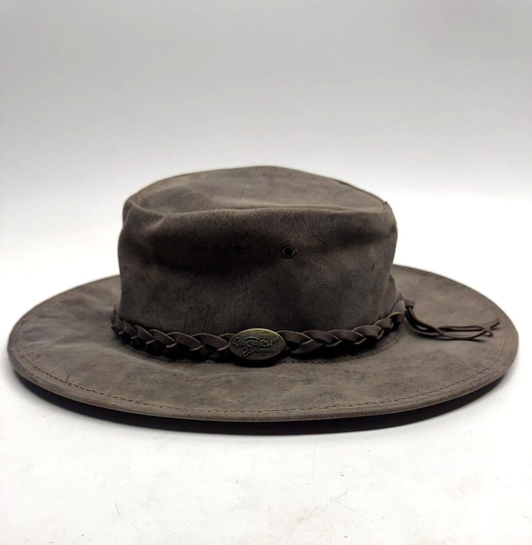 VINTAGE Jacaru Ash Brown Kangaroo Leather Cowboy Hat Made in Australia ...