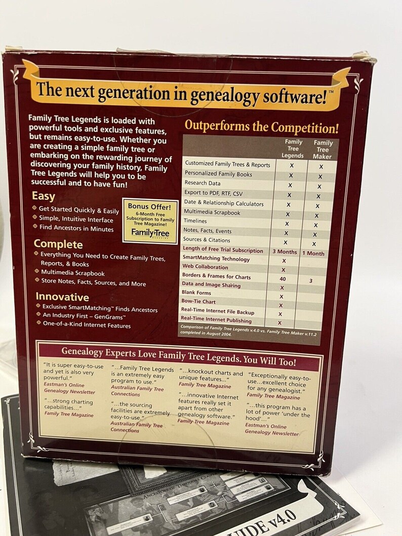 VINTAGE SEALED CONDITION Family Tree Legends Deluxe 4.0 (old Version ...