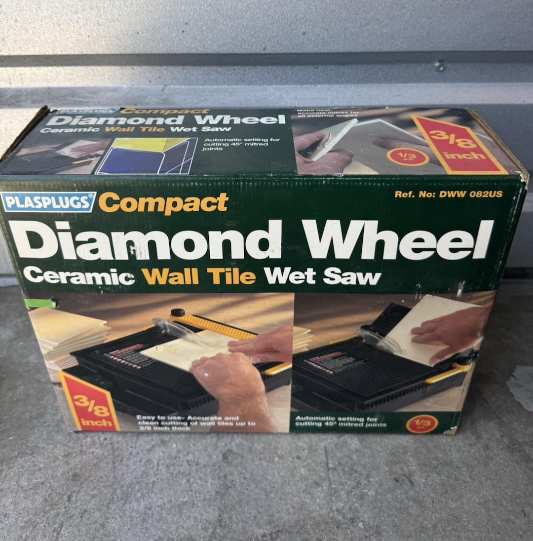 VINTAGE NOS Plasplugs Compact Diamond Wheel Ceramic Wall Tile Wet Saw ...