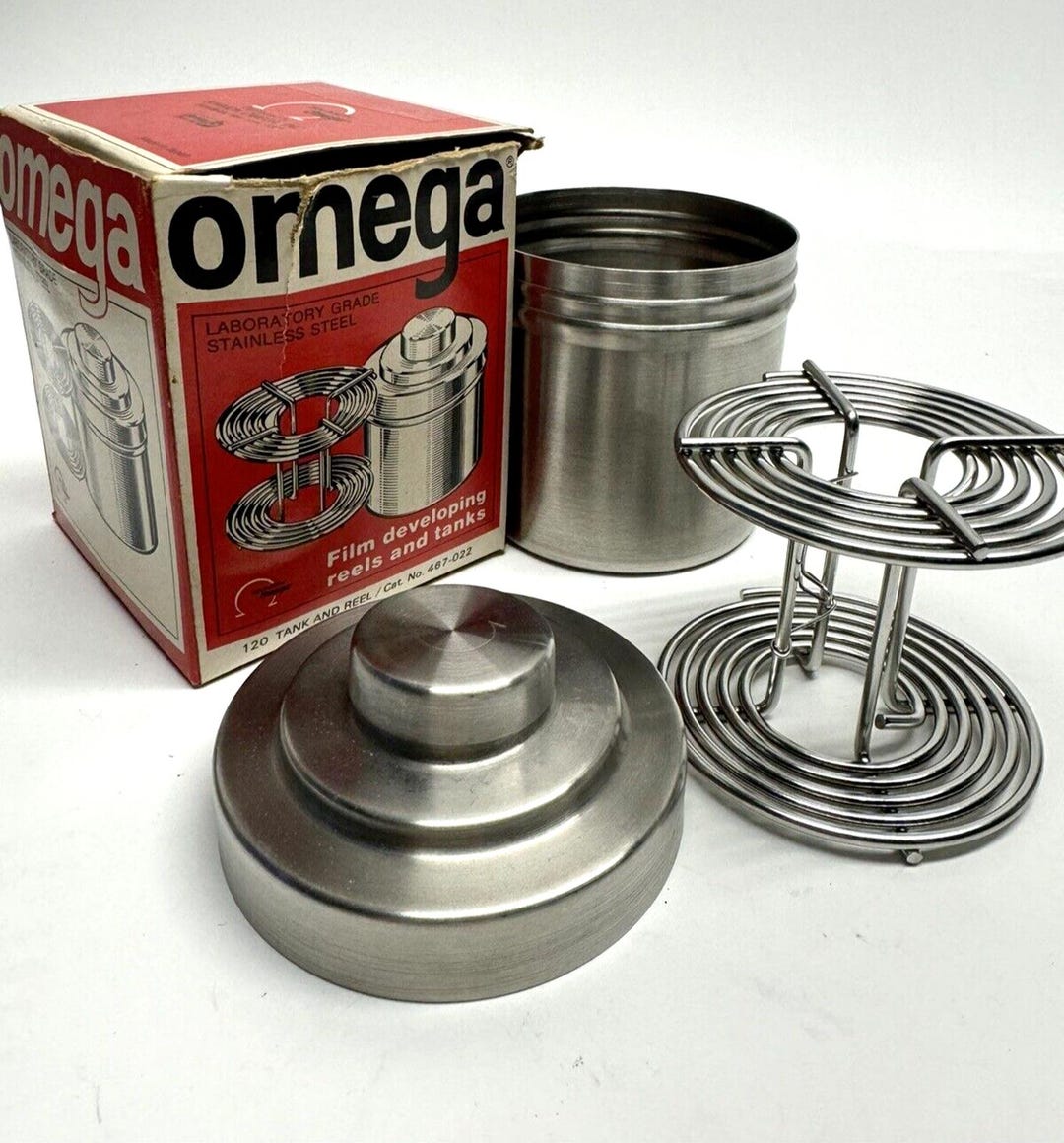 VINTAGE NOS Simmon Omega Stainless Steel 120 Film Developing Tank and ...