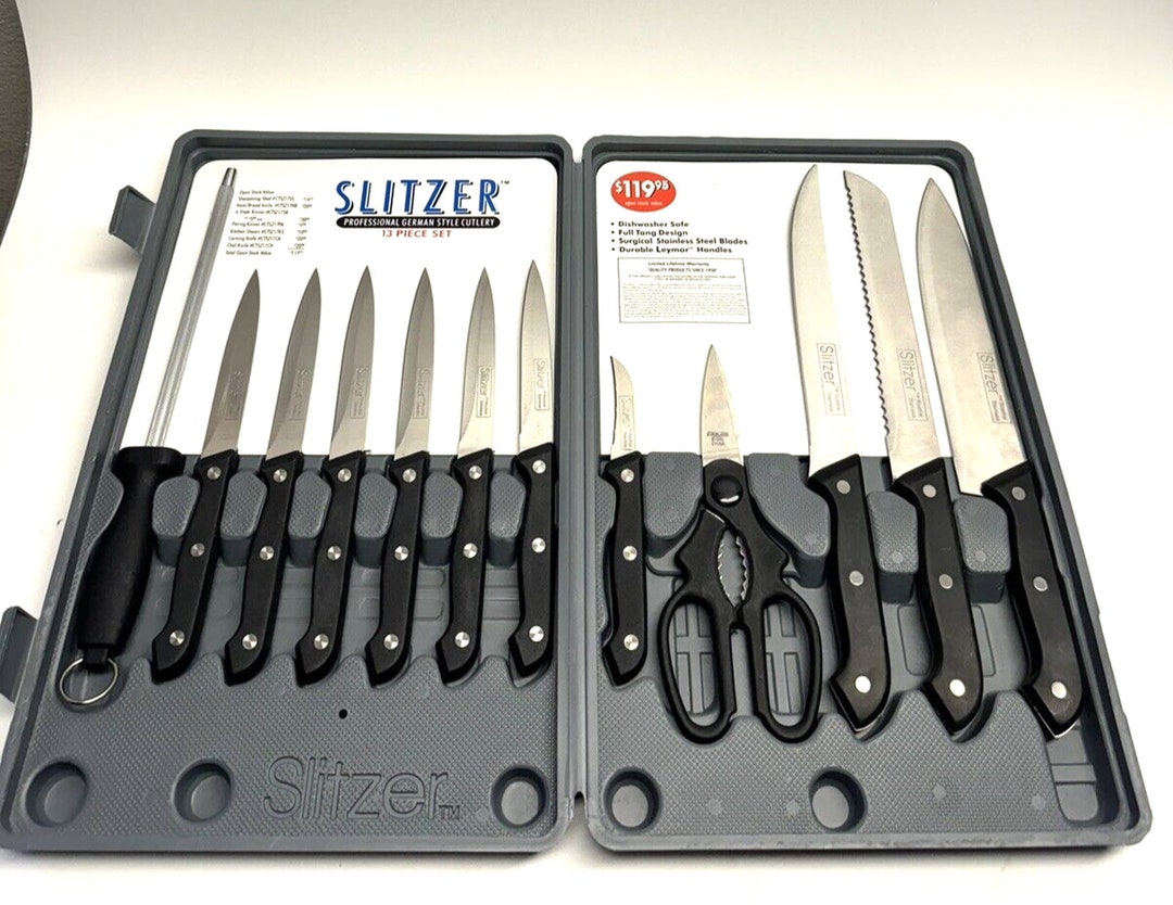 VINTAGE NOS SLITZER 13 Piece Professional German Cutlery Kitchen Knife ...