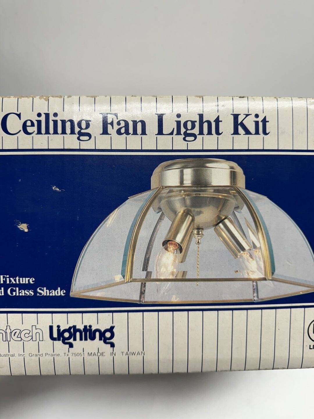 VINTAGE NOS Gentech K152BB Ceiling Fan Light Kit Bright Brass Fixture ...