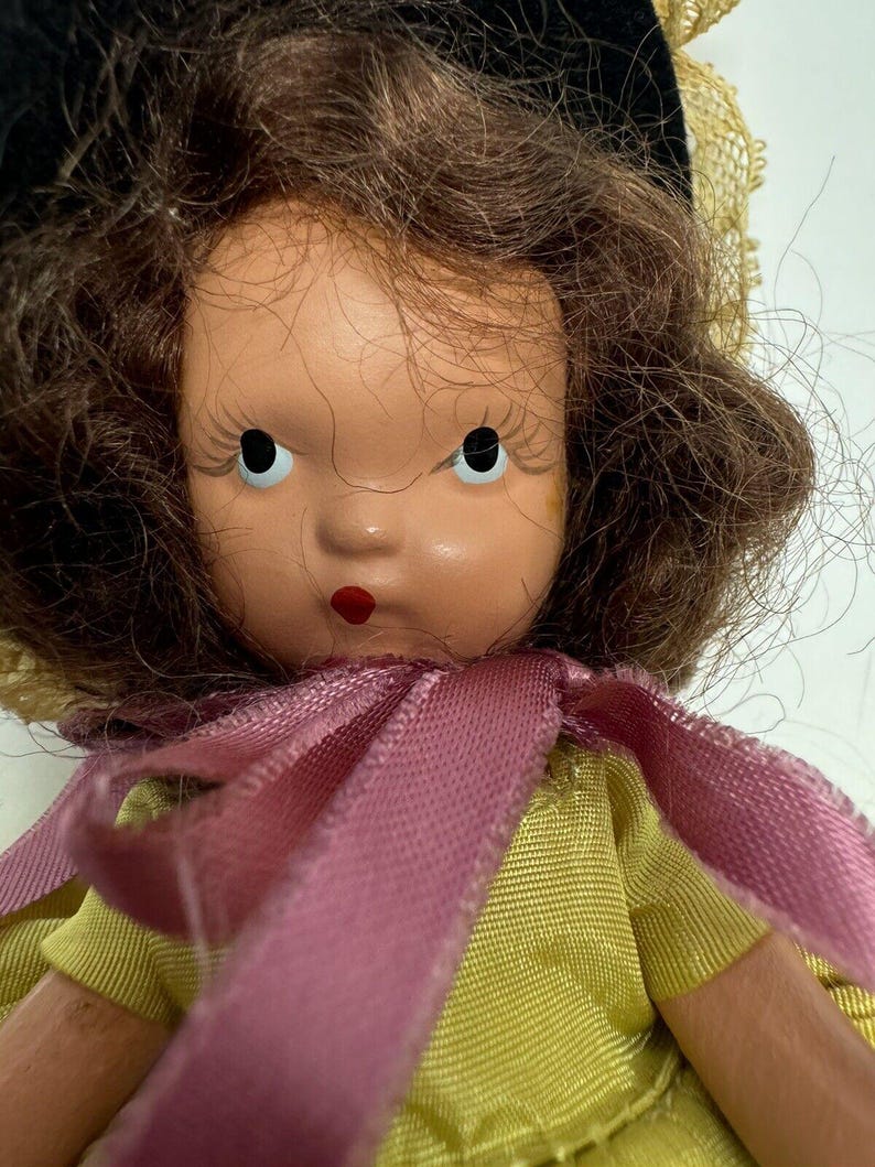 Vintage Nancy Ann Storybook Doll Yellow Dress W/black Hat 5 - Etsy