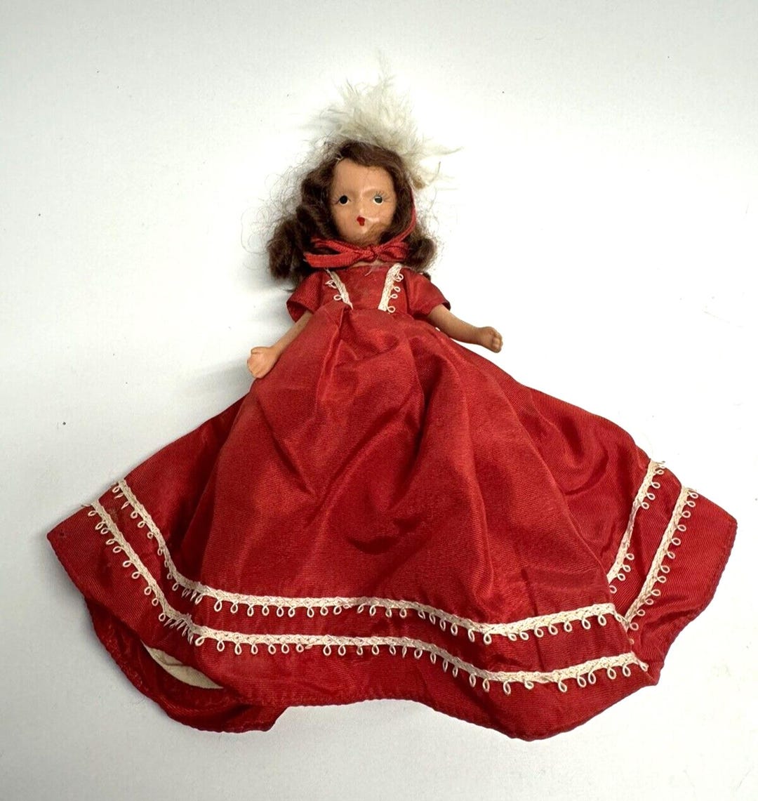 Vintage Nancy Ann Storybook Doll Red Dress W/white Hat 6" - Etsy