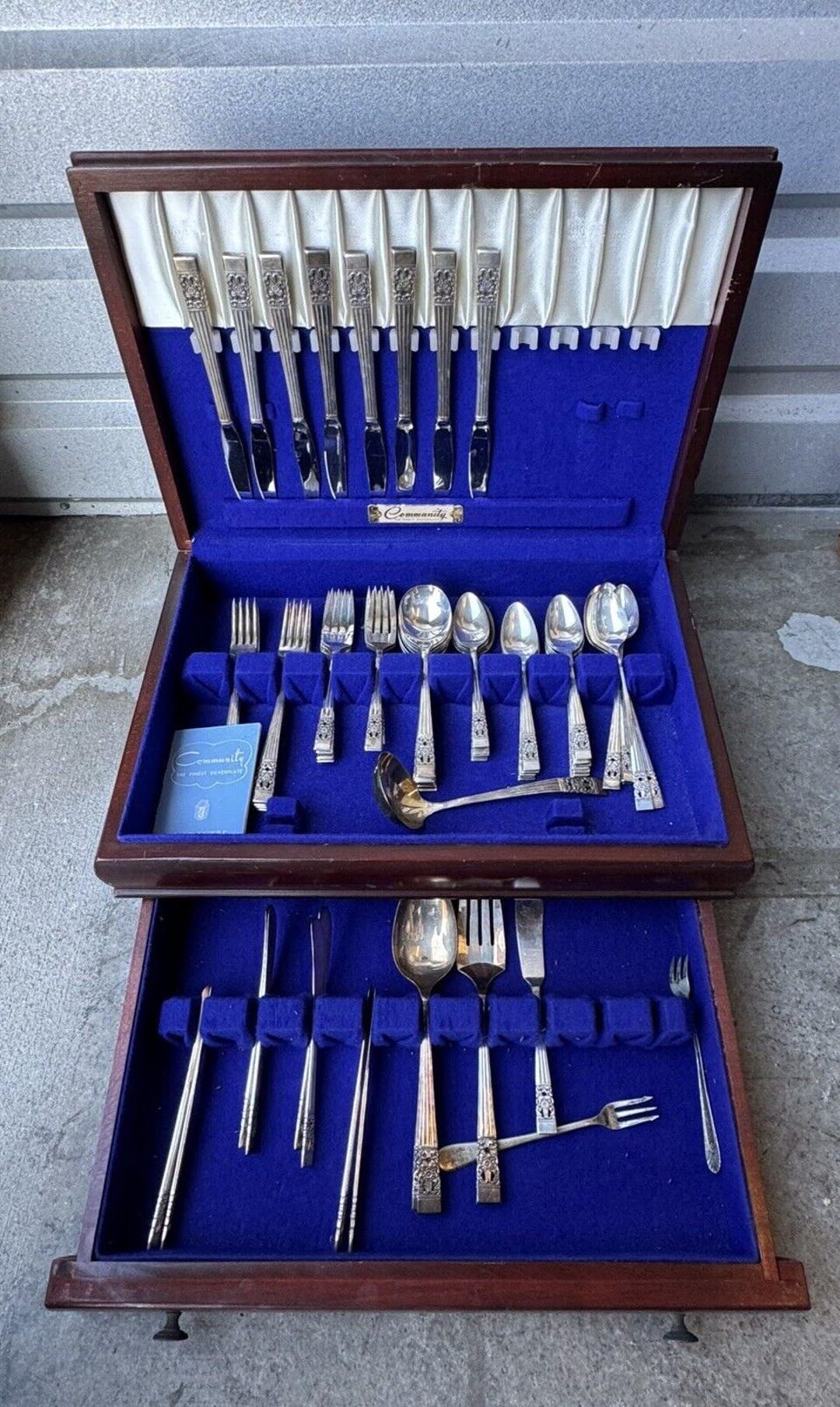 Vintage 1980s Oneida Community Flatware Set With Original Wooden Case ...