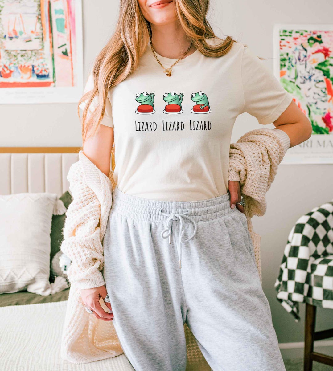 Lizard Button Meme T-shirt: Funny Viral Reptile Tee - Etsy