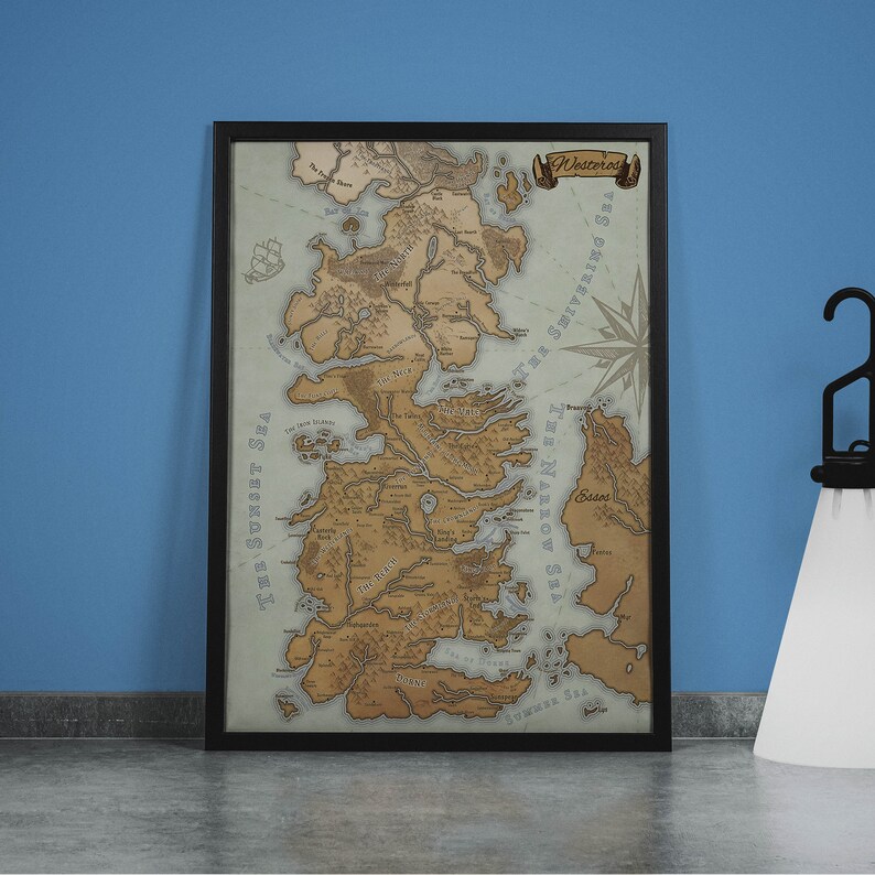 Game of Thrones Map Canvas Poster Fantasy Map Print Vintage Poster - Etsy