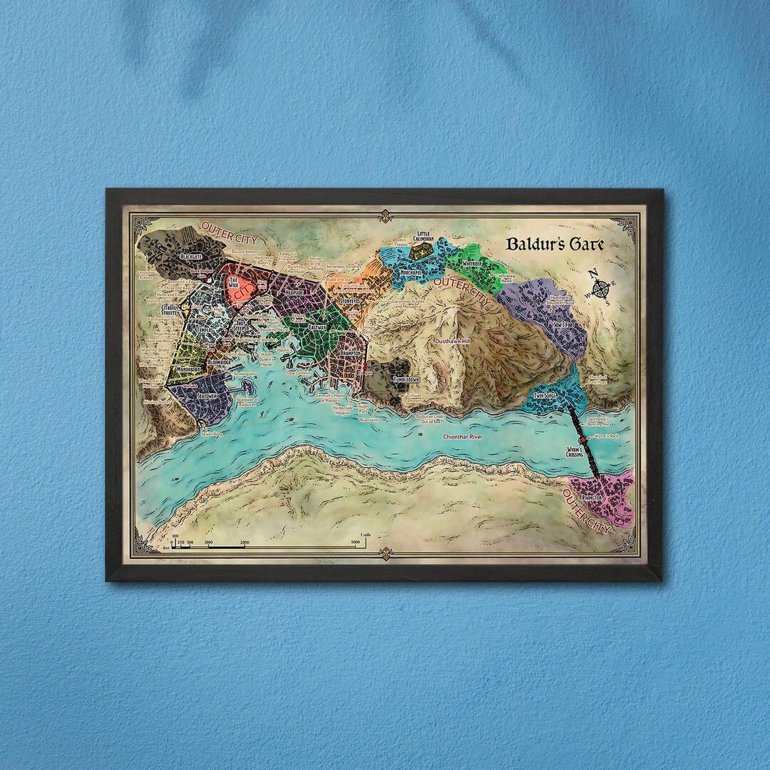 Baldur's Gate Map Poster Gaming Roomwall Decor Baldur's Gate Fan Gift ...