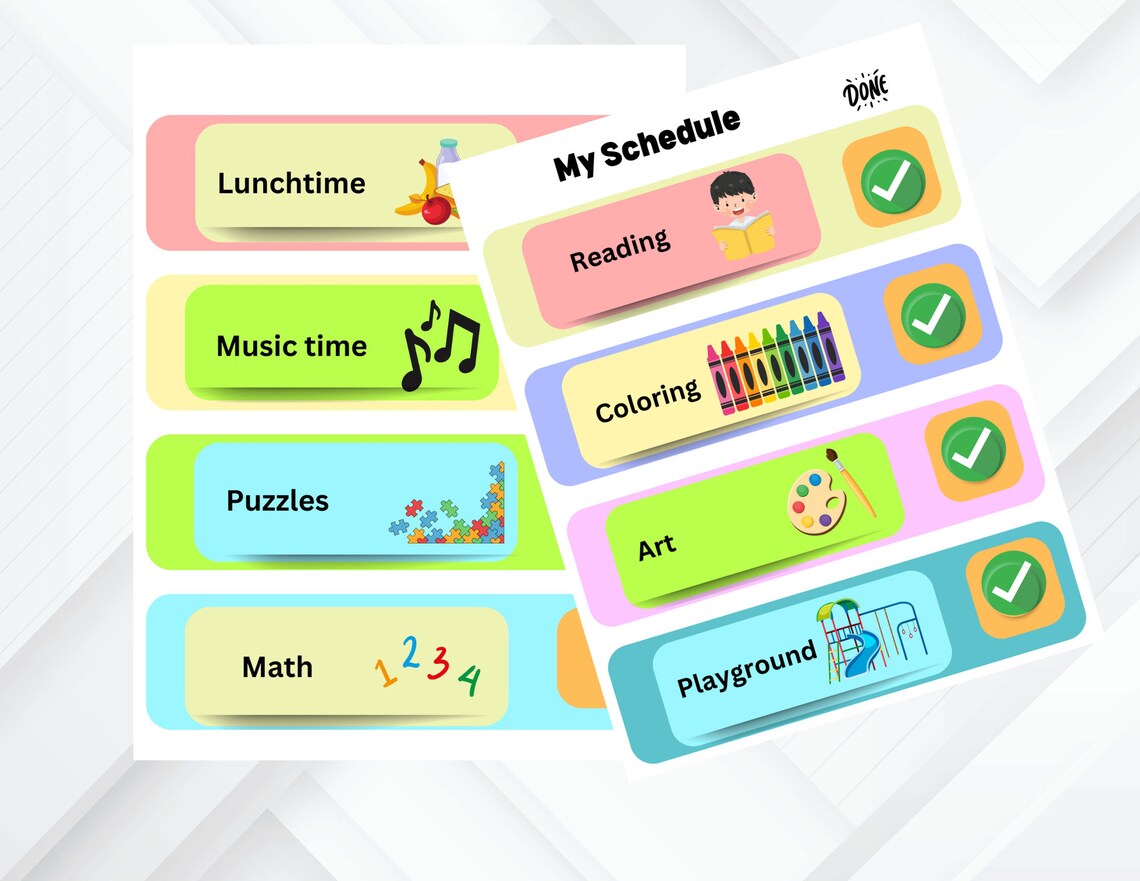 Daily Visual Schedule for Kids Homeschooling, Classrooms, and 1:1 ...