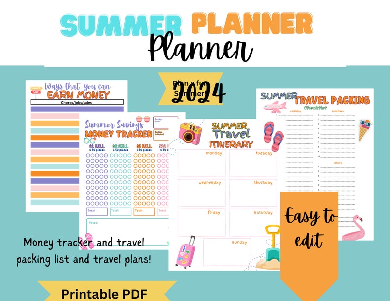 Summer Planner for Children, Fun With Goals Planner, Money-saving ...
