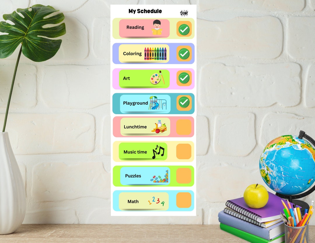 Daily Visual Schedule for Kids Homeschooling, Classrooms, and 1:1 ...