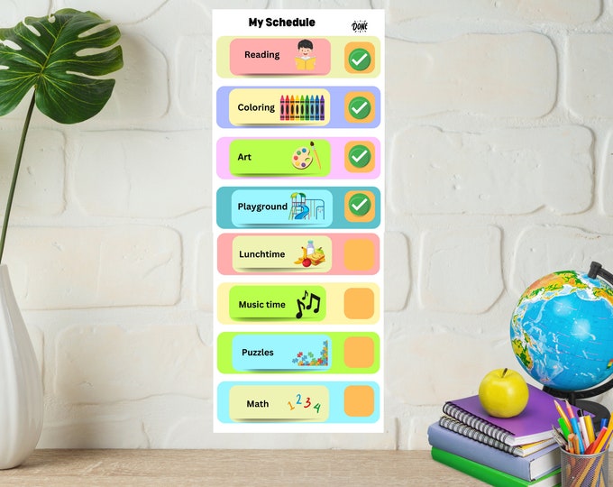 Daily Visual Schedule for Kids Homeschooling, Classrooms, and 1:1 ...