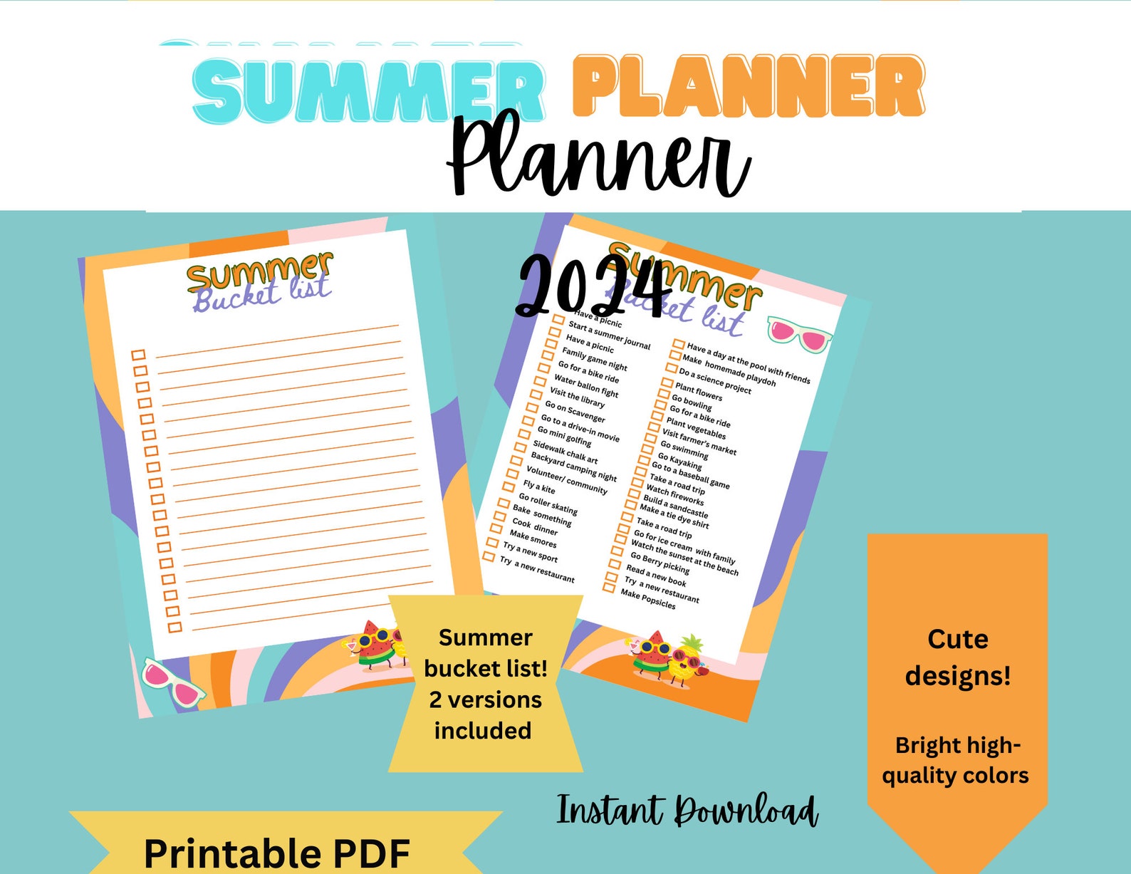 Summer Planner for Children, Fun With Goals Planner, Money-saving ...