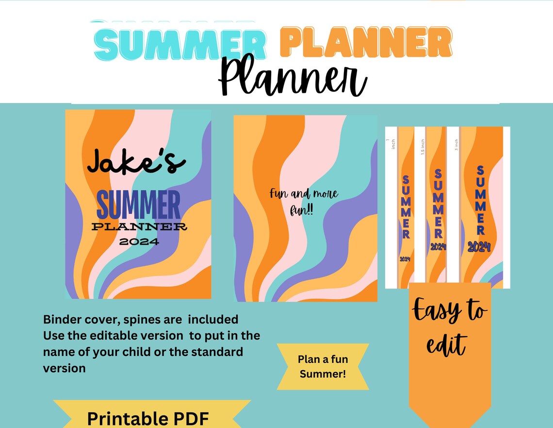 Summer Planner for Children, Fun With Goals Planner, Money-saving ...
