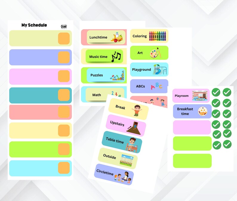 Daily Visual Schedule for Kids Homeschooling, Classrooms, and 1:1 ...