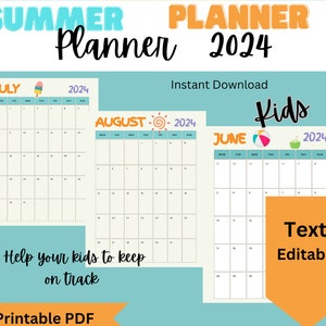 Summer Planner for Children, Fun With Goals Planner, Money-saving ...