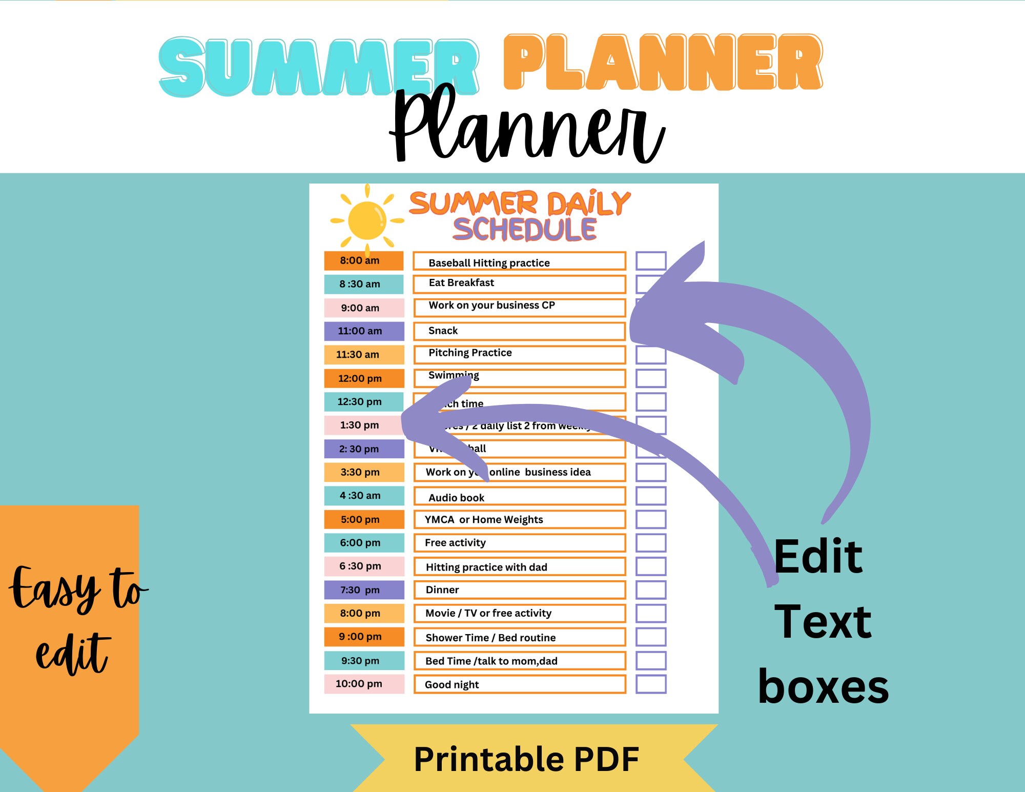 Summer Planner for Children, Fun With Goals Planner, Money-saving ...
