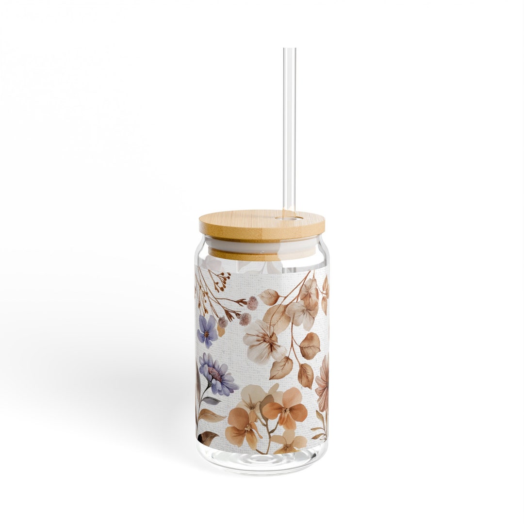 Custom Cottagecore Sipper Glass Perfect for Iced Lattes, Lemonade - Etsy