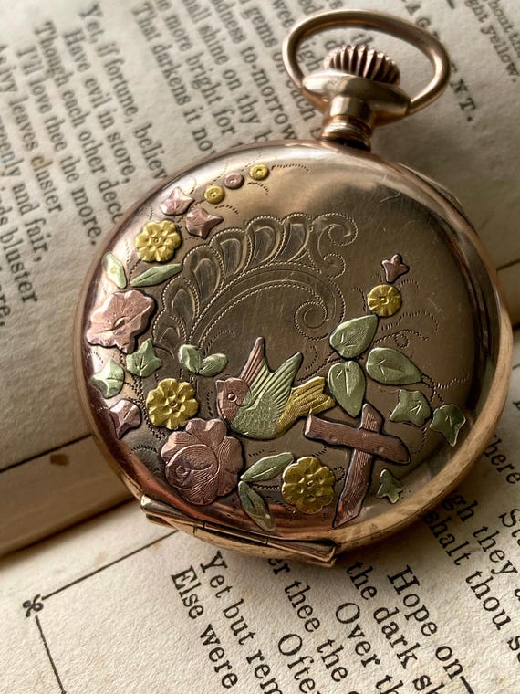 Beautiful Antique Elgin Tri Gold Filled Engraved Bird… - Gem