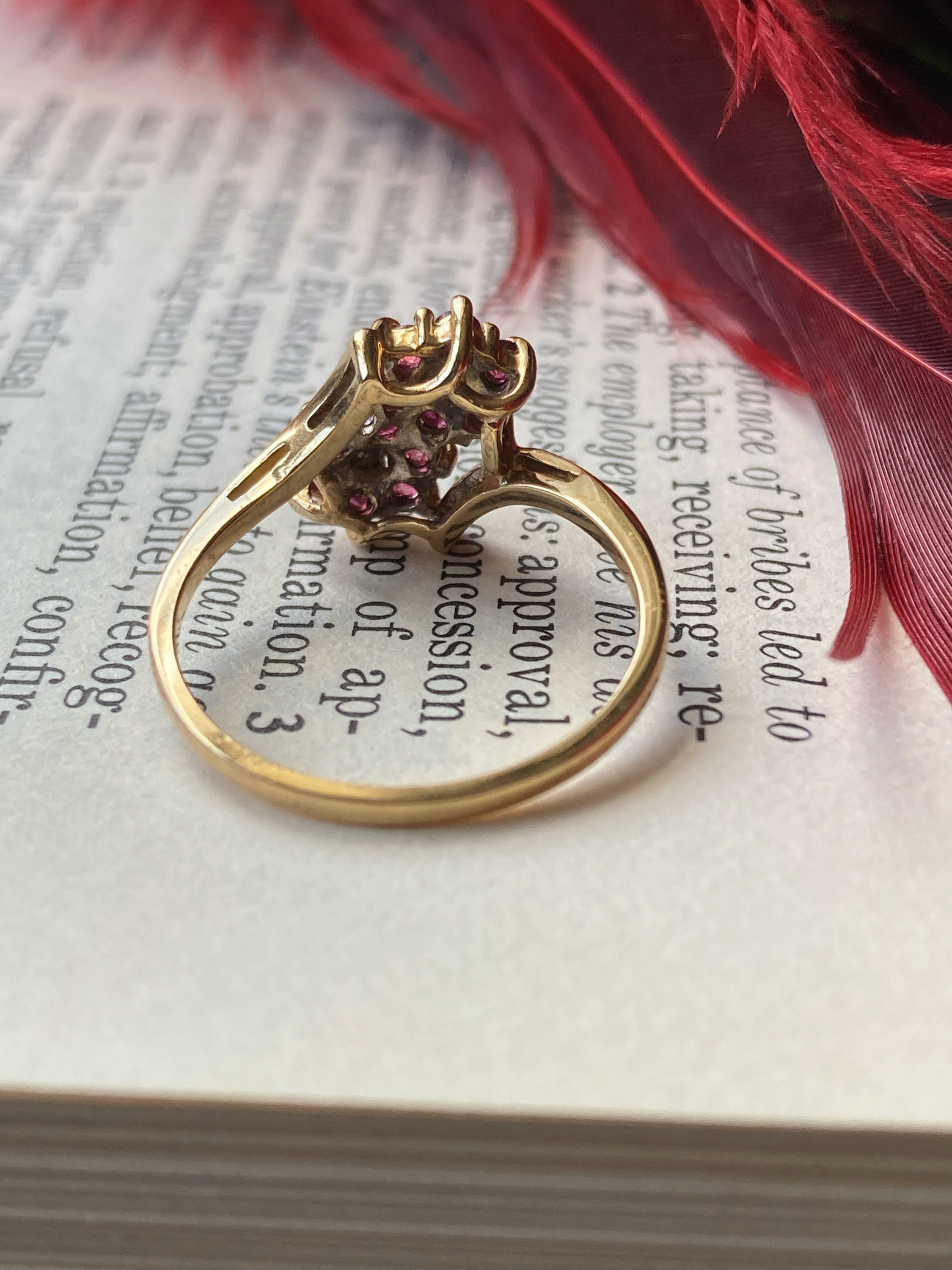 Vintage 10K Gold Ruby Diamond Flower Moi Et Toi Ring - Item Details in ...