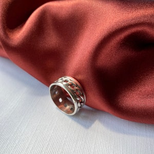 Vintage Chain Link Infinity Cigar Band Sterling Silver Wide Ring Band ...