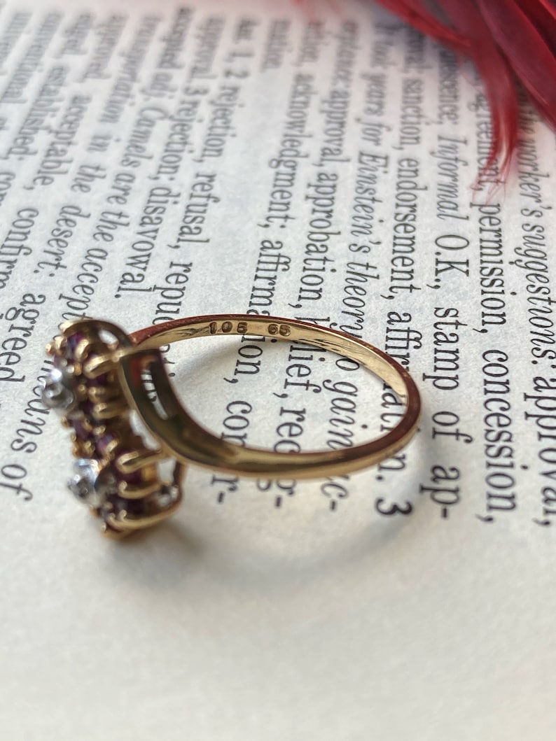 Vintage 10K Gold Ruby Diamond Flower Moi Et Toi Ring - Item Details in ...