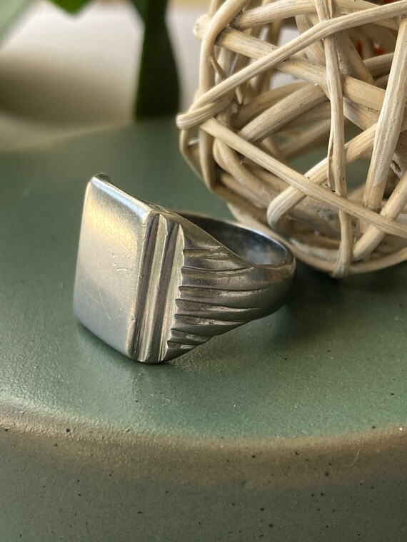 Antique Vintage Silver Signet Ring Band - Read Descri… - Gem