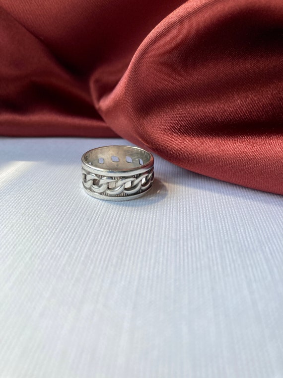 Vintage Chain Link Infinity Cigar Band Sterling Silve… - Gem